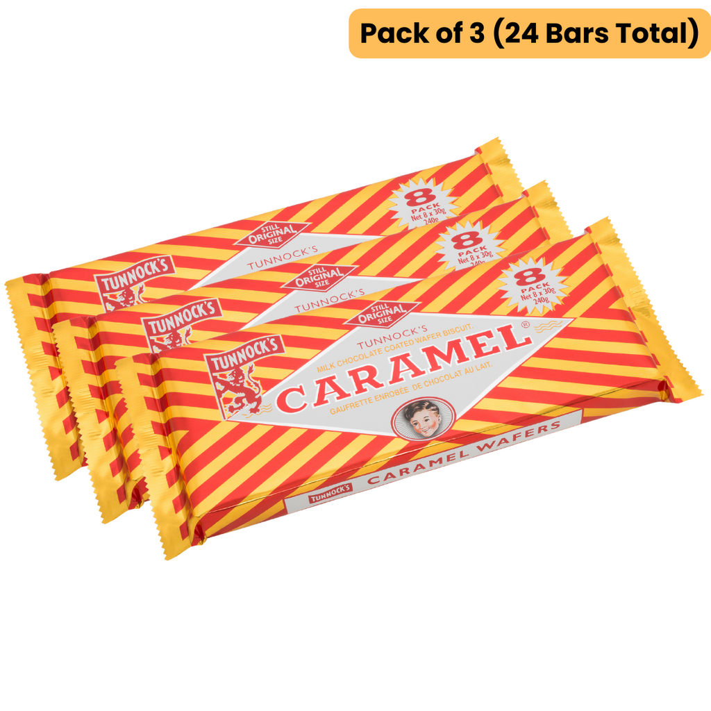 Tunnock's Milk Chocolate Caramel Wafers 8 Pack (Pack of 3 - 24 Bars To ...